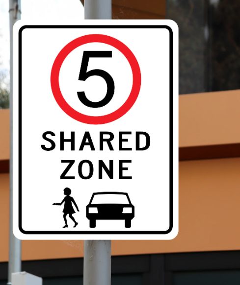 5km SHARED ZONE SIGN – Tassway Pty Ltd